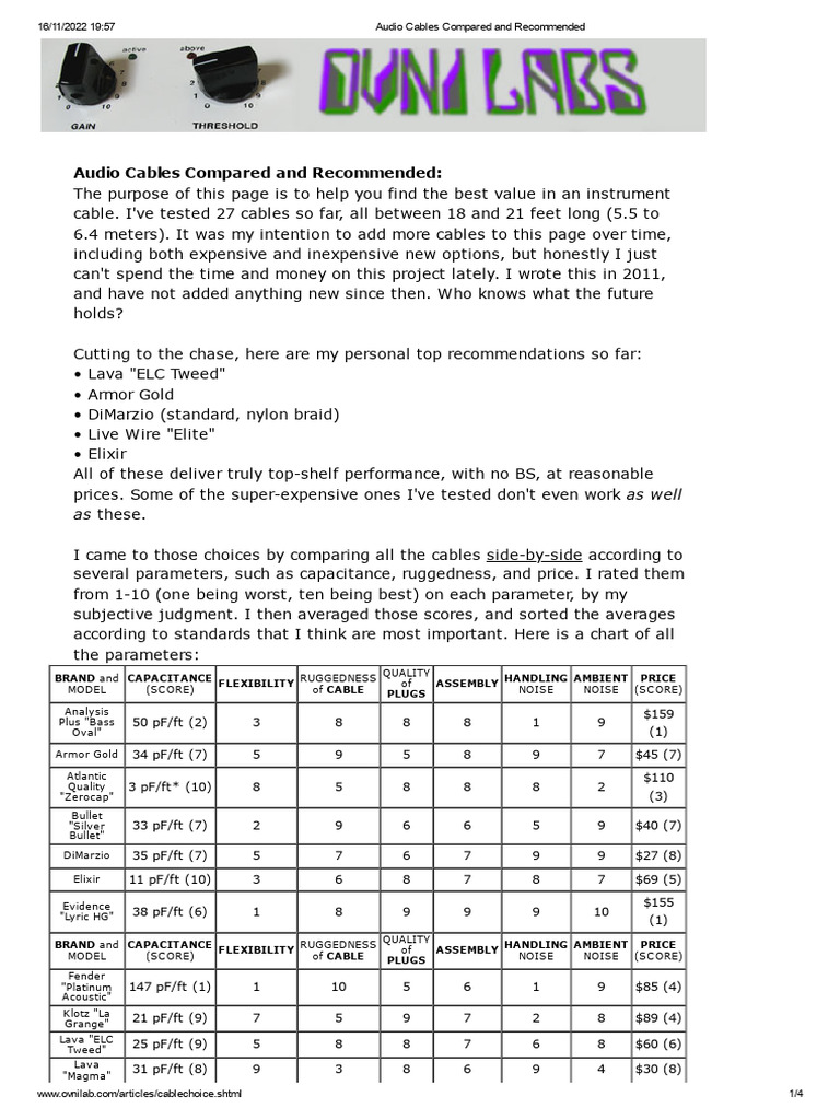 Top Audio Cables Reviewed and Rated | PDF | Electrical Engineering ...