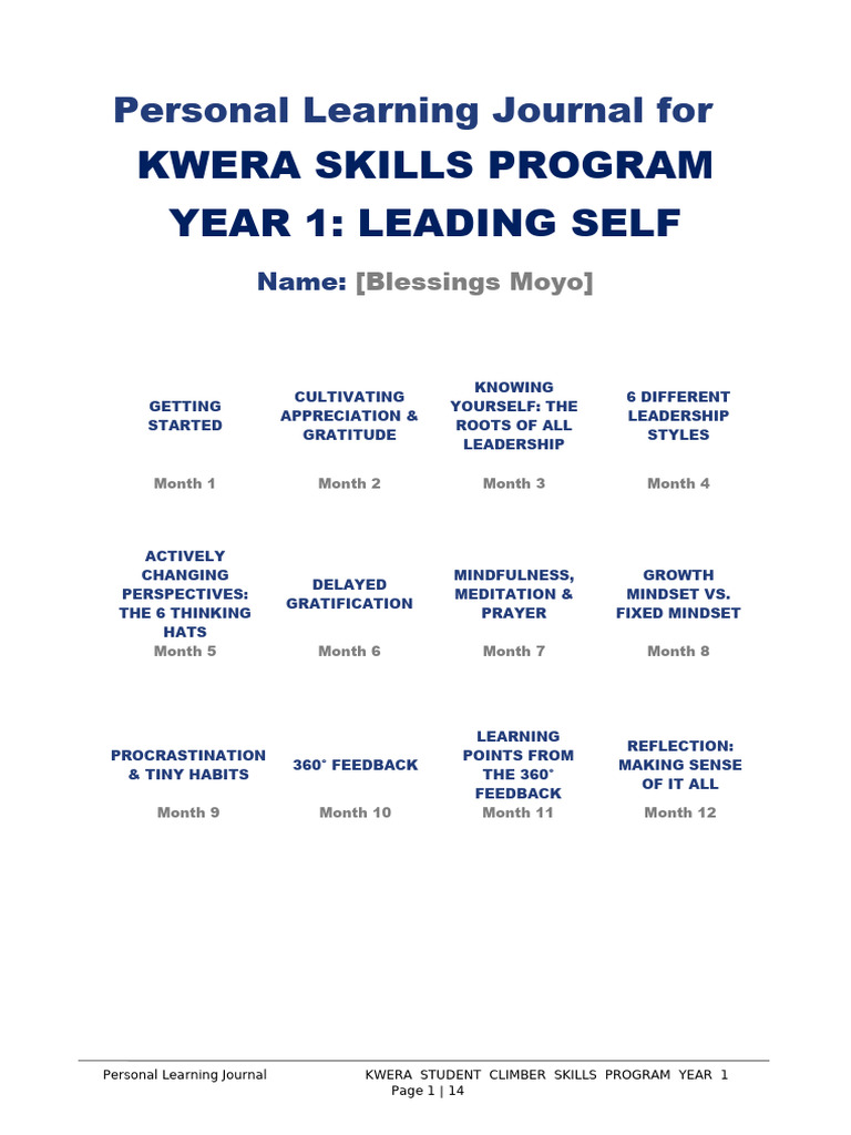 KWERA Year 1 Personal Learning Journal | PDF | Learning | Thought