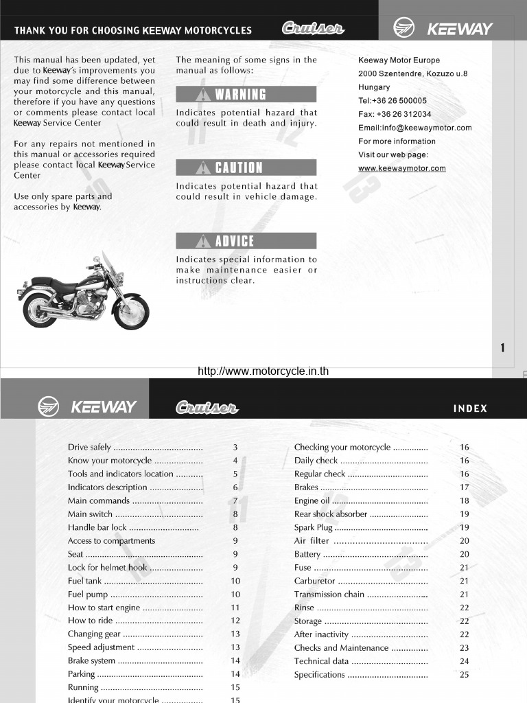 Keeway 250 Cruiser (Carburación) | PDF