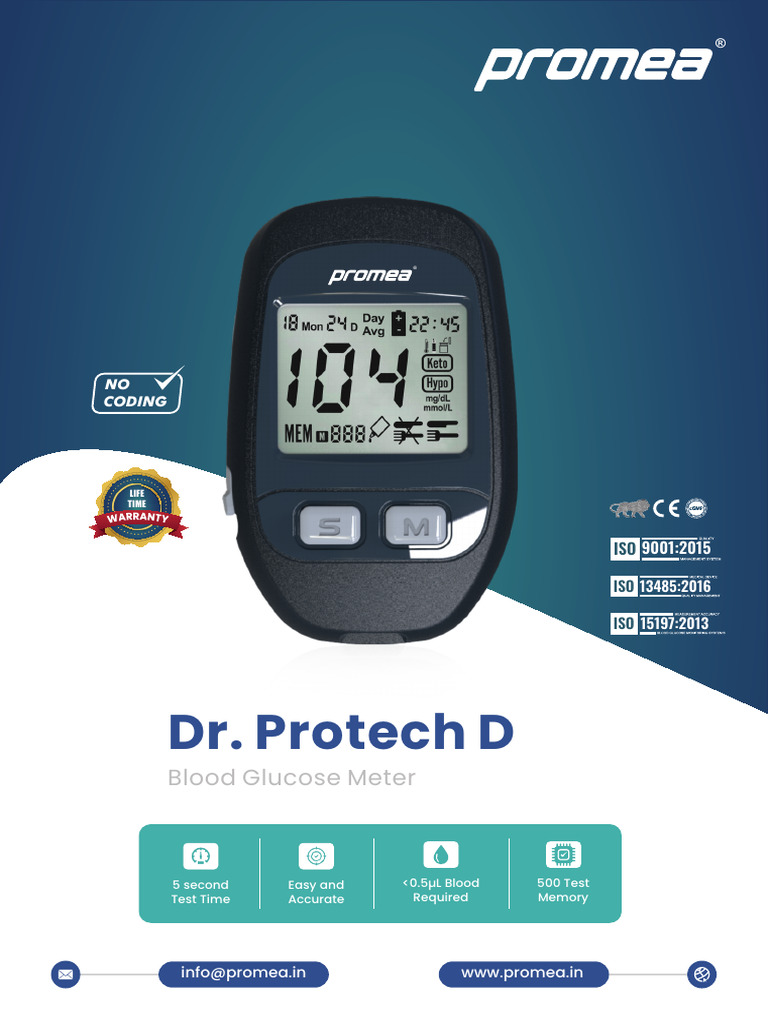 Dr. Protech D Glucose Meter - Brochure | PDF | Endocrine Pancreas | Disorders Of Endocrine Pancreas