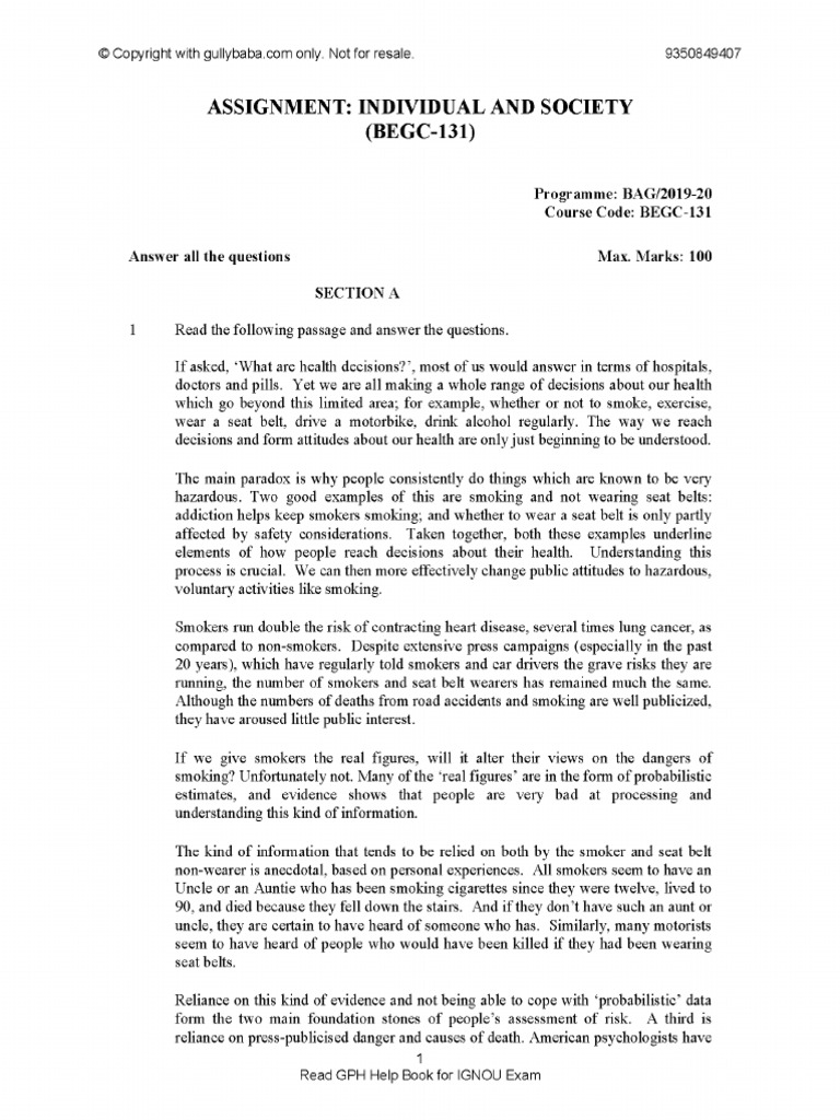Begc-131 - e - (Indidual and Society) | PDF