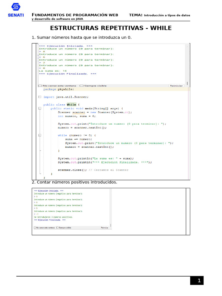Ejemplos Algoritmos Repetitivos - While | PDF | Java (lenguaje de programación) | Tipo de datos