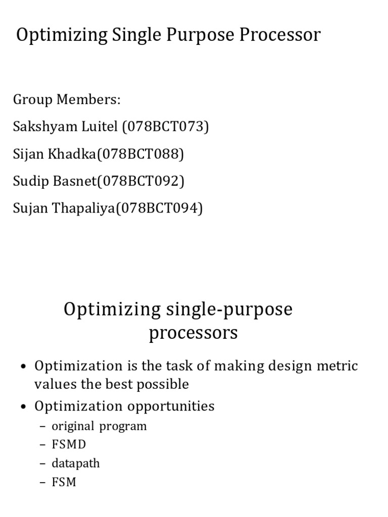 Optimizing Single Purpose Processor | PDF | Multiplication | Computer Architecture