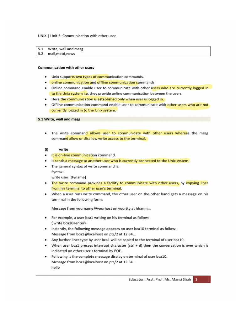 Unit 5 Communication With Other User | PDF