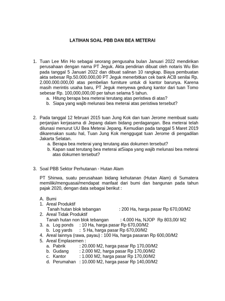 Latihan Soal PBB IAI (AB 157 R.Sore) | PDF