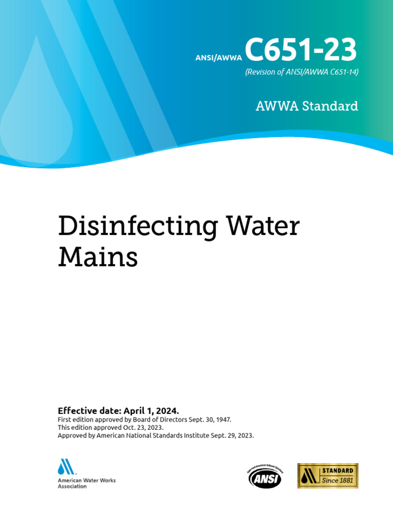 Ansi - Awwa C651-23 | PDF | Chlorine | Standardization
