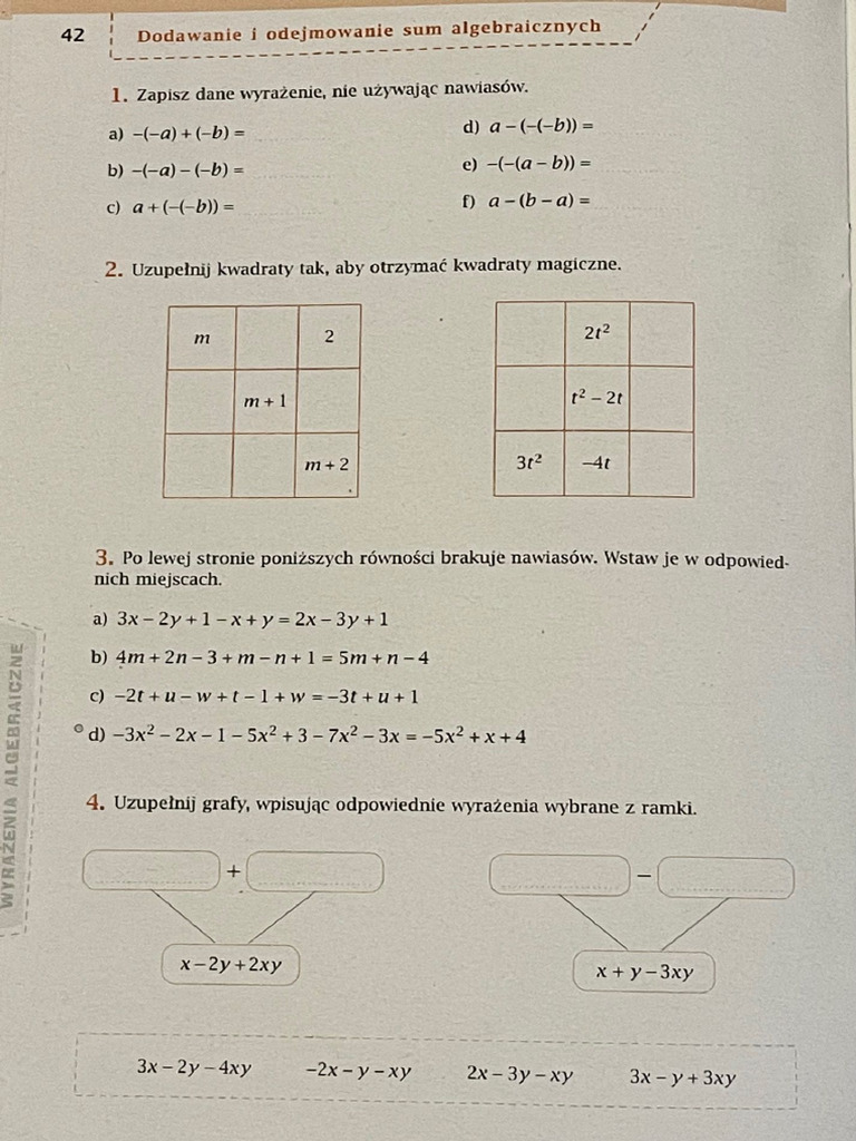 Dodawanie i odejmowanie sum alg | PDF