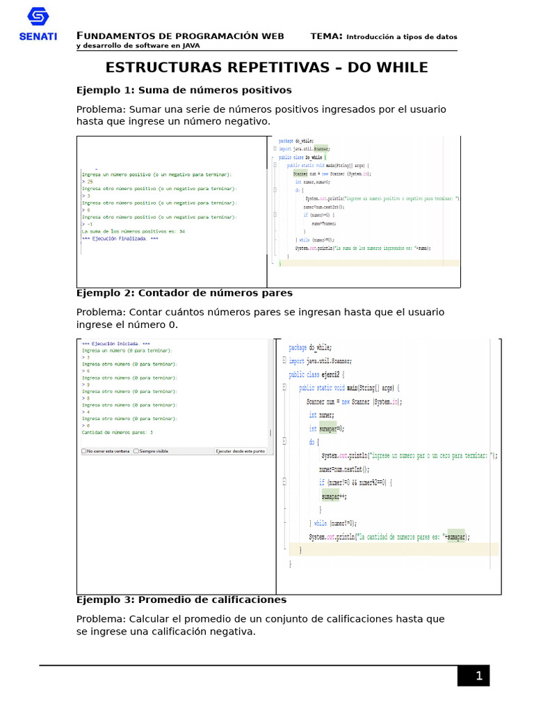 Java - Ejemplos Algoritmos Repetitivos - Do While | PDF | Java (lenguaje de programación ...