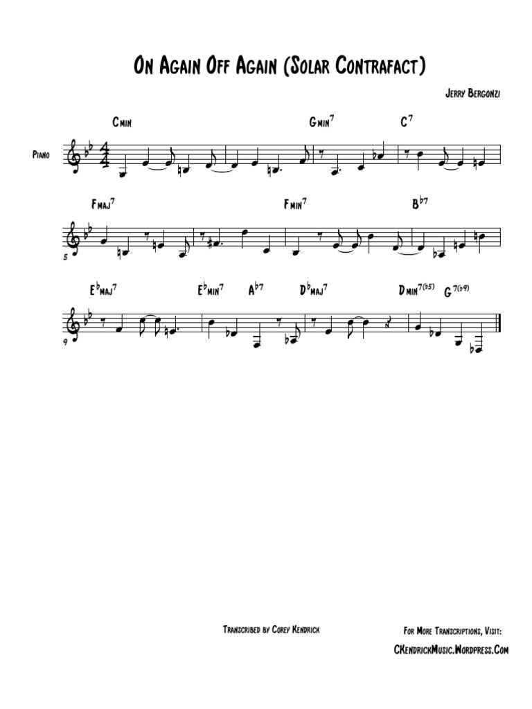 On Again Off Again Solar Jerry Bergonzi | PDF