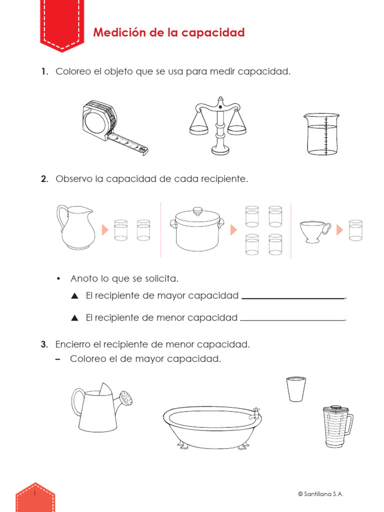 Actividades de Medición de Capacidad para Niños | PDF