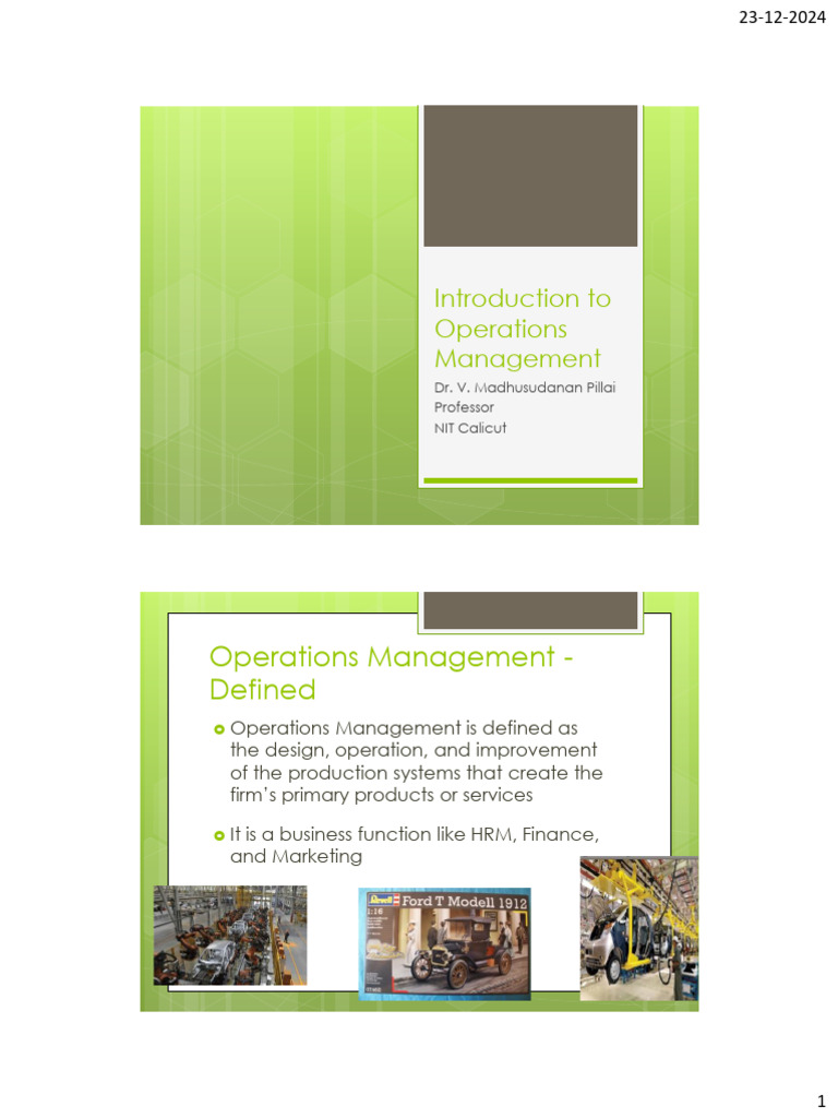 Introduction to Operations Management | PDF | Operations Management ...