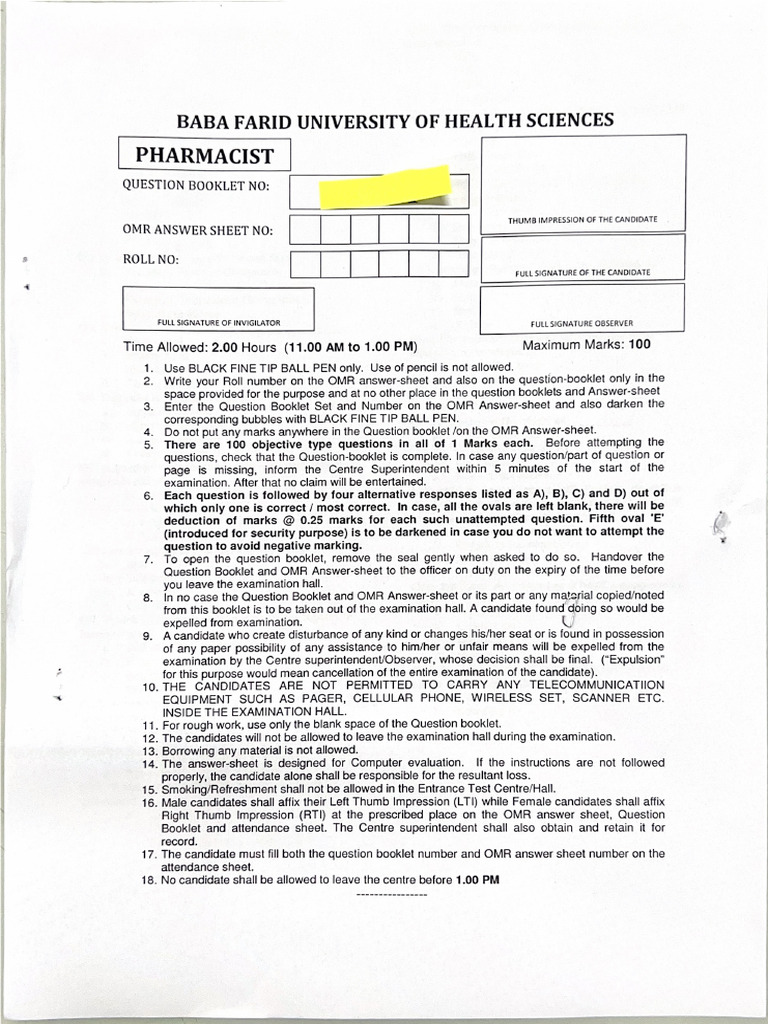 Pharmacist Previous Year | PDF