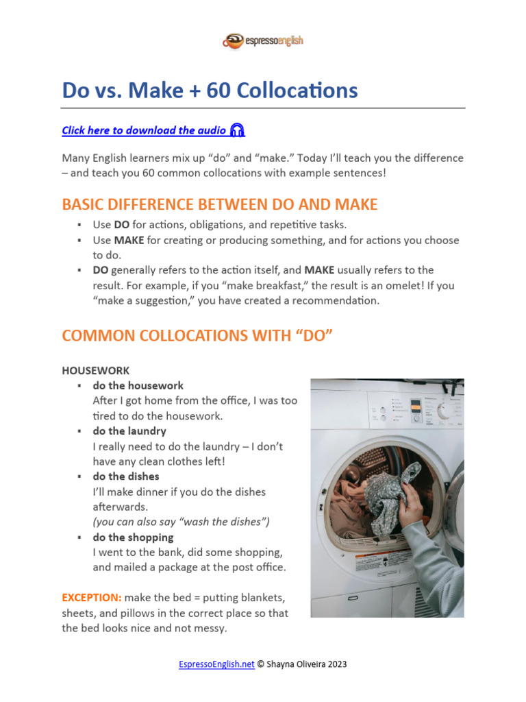 Do vs. Make: 60 Essential Collocations | PDF