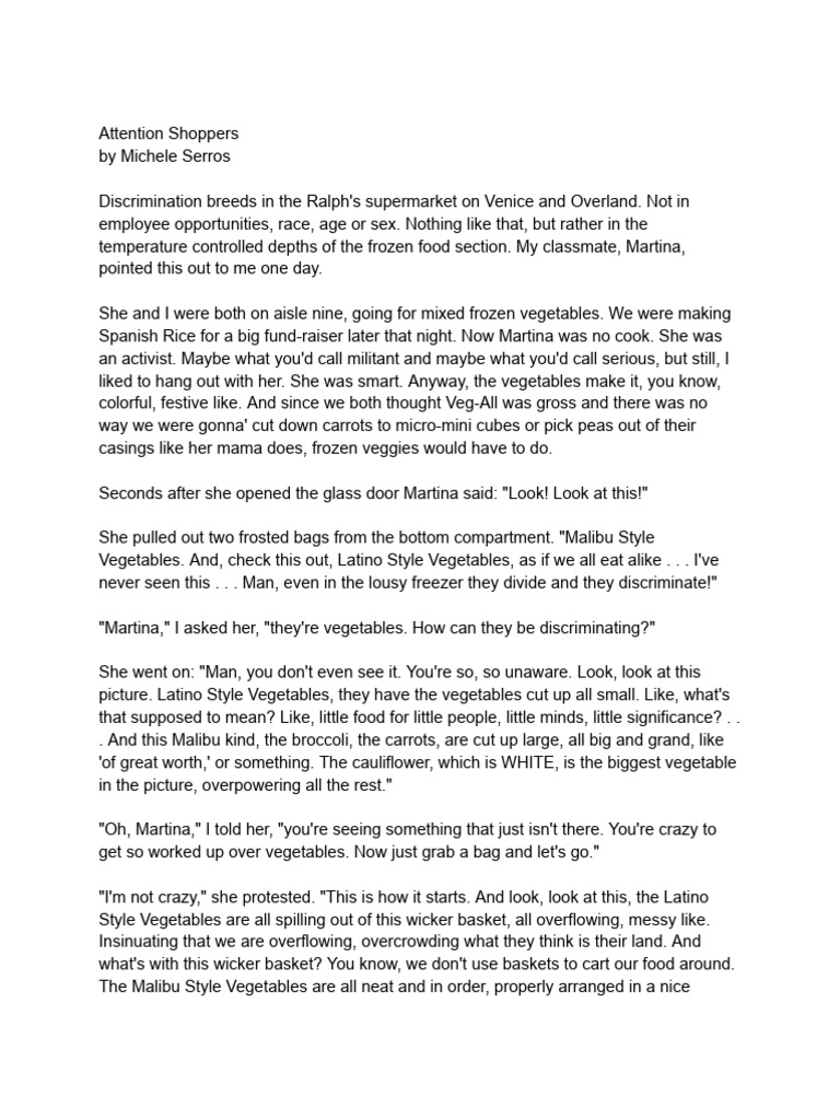 Attention Shoppers - Poem by Michelle Serros | PDF