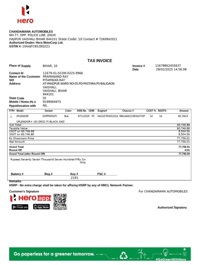 GST Retail Invoice PRAMANAND .RAY | PDF