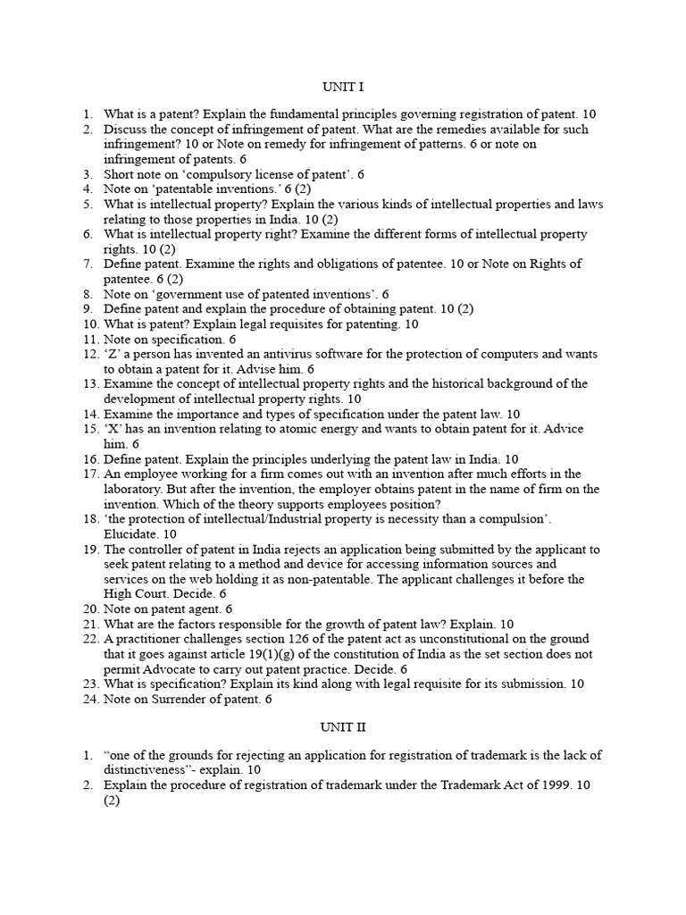 IPR I Q&A | PDF | Patent Infringement | Patent