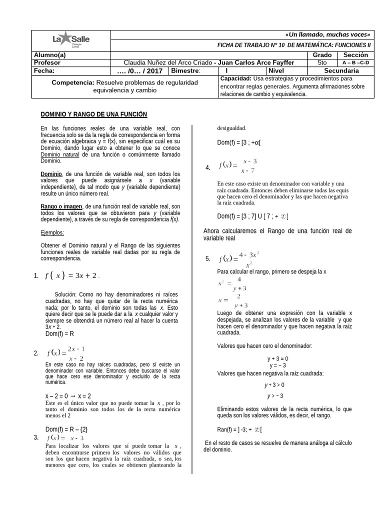 FUNCI_II | PDF | Variable (Matemáticas) | Función (Matemáticas)