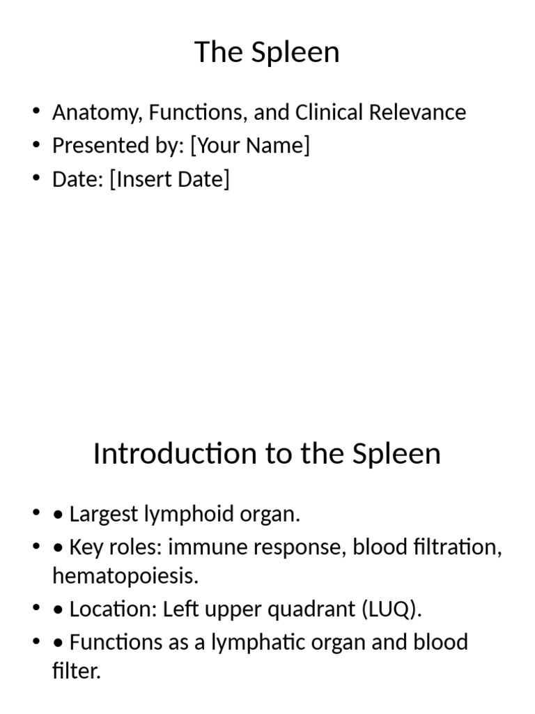 Anatomy and Functions of the Spleen | PDF | Spleen | Lymphatic System