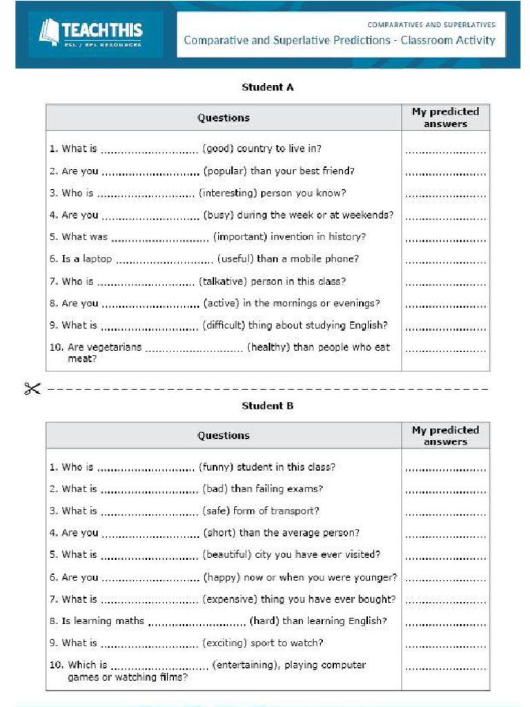Comparatives and Superlatives Questions | PDF