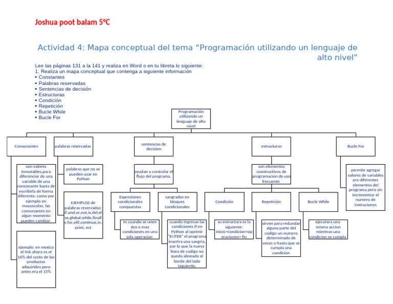 Mapa Conceptual Del Tema "Programación Utilizando Un Lenguaje de Alto Nivel" | PDF | Python ...