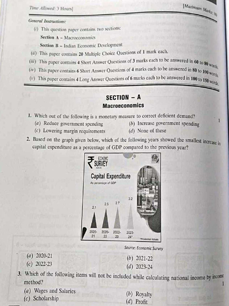 Class +2 Eco.,Sample Paper 1 | PDF