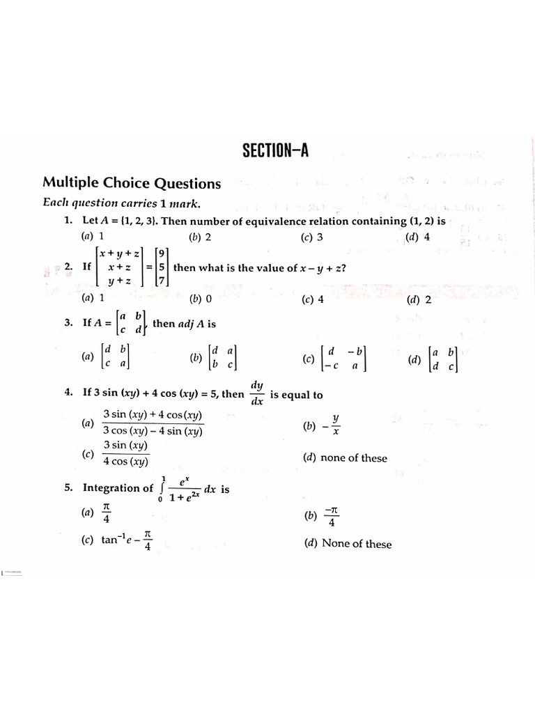 Maths Class 12 Sample Paper 4 | PDF