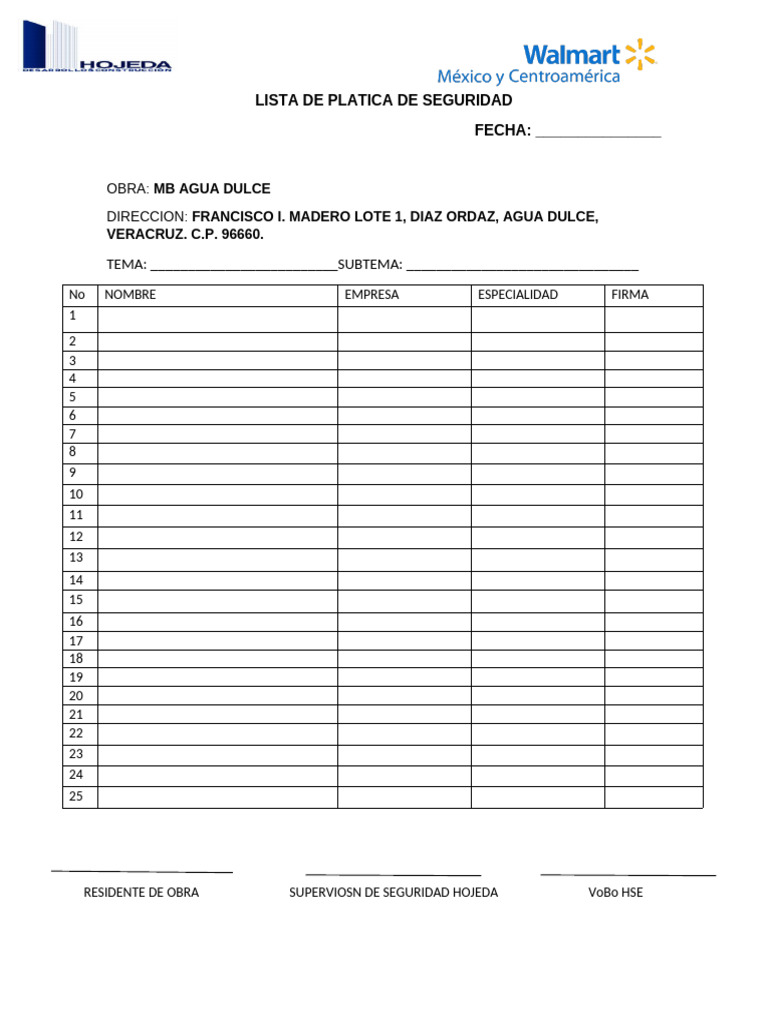 Lista de Platica de Seguridad | PDF