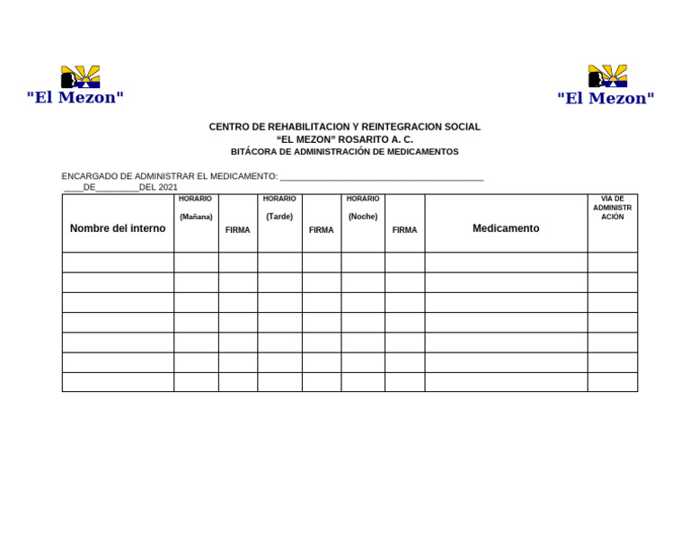 Bitácora de Medicamentos - El Mezon | PDF