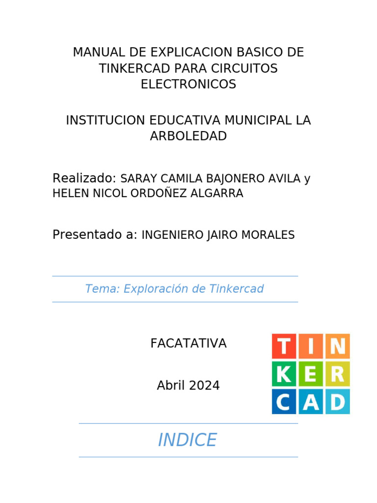 Manual de Explicacion Basico de Tinkercad para Circuitos Electronicos 903 | PDF | Informática