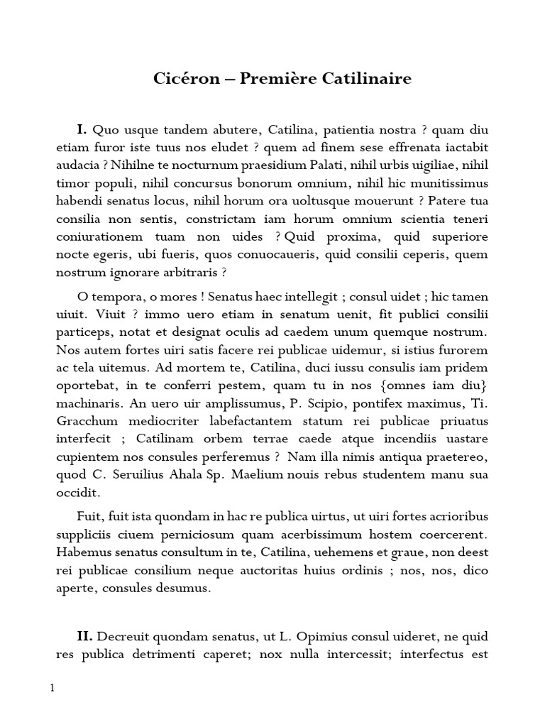 Cicéron - Première Catillinaire | PDF