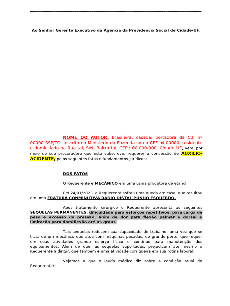 01 - Req. Adm. - Aux. Acidente | PDF