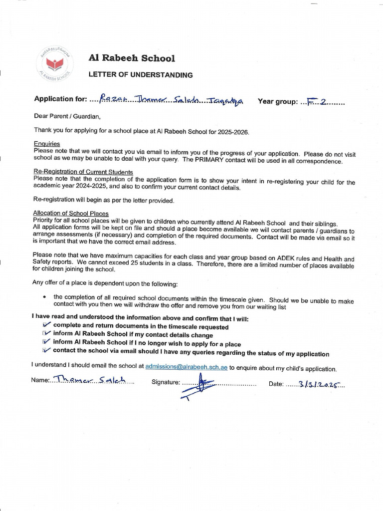Letter of Understanding | PDF