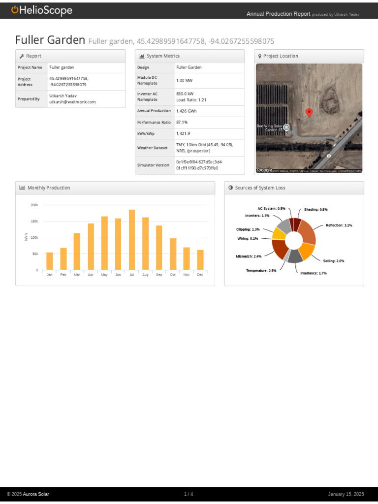 Helioscope Simulation 15677360 Summary | PDF | Solar Energy | Energy ...