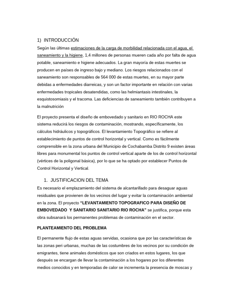 Formulacion Del Problema | PDF | Saneamiento | Alcantarillado