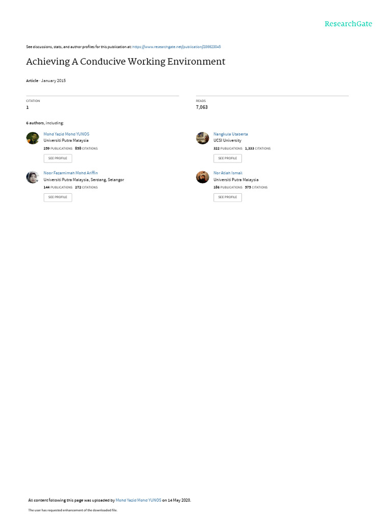 Achieving AConducive Working Environment | PDF | Noise | Natural ...