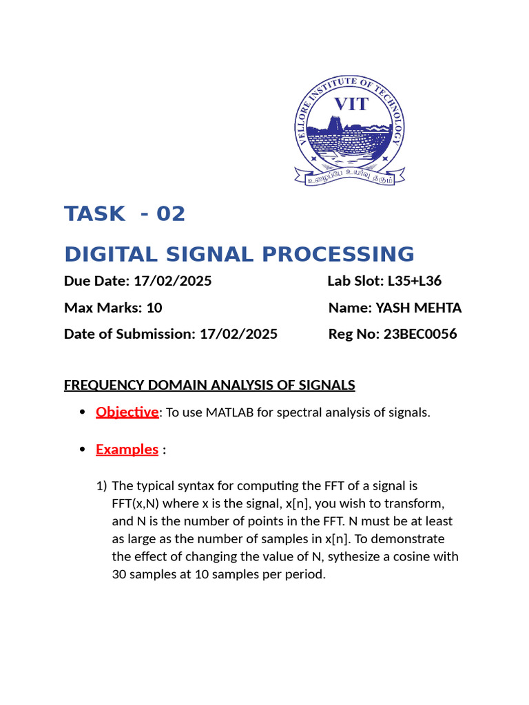 DSP Da-01 | PDF | Spectral Density | Phase (Waves)