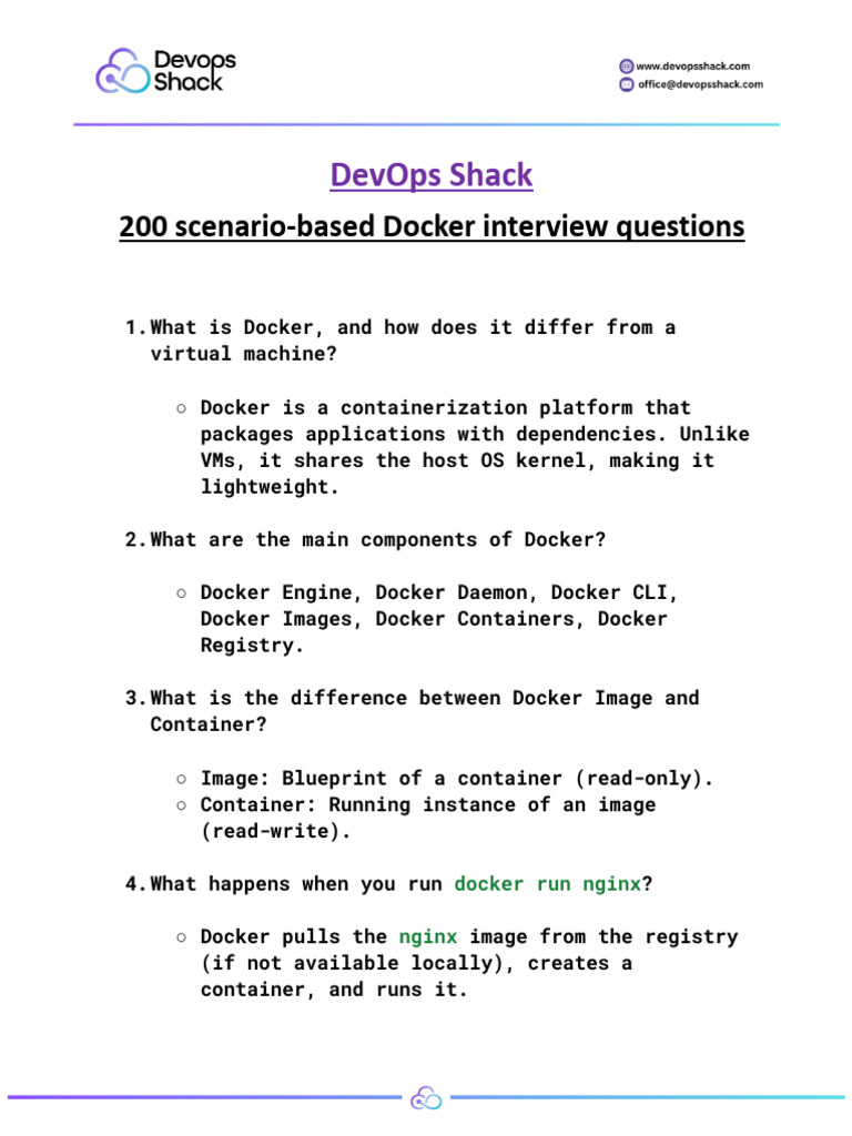 DevOps Shack - 200 Scenario-Based Docker Interview Ques | PDF | Computer Science | Computing