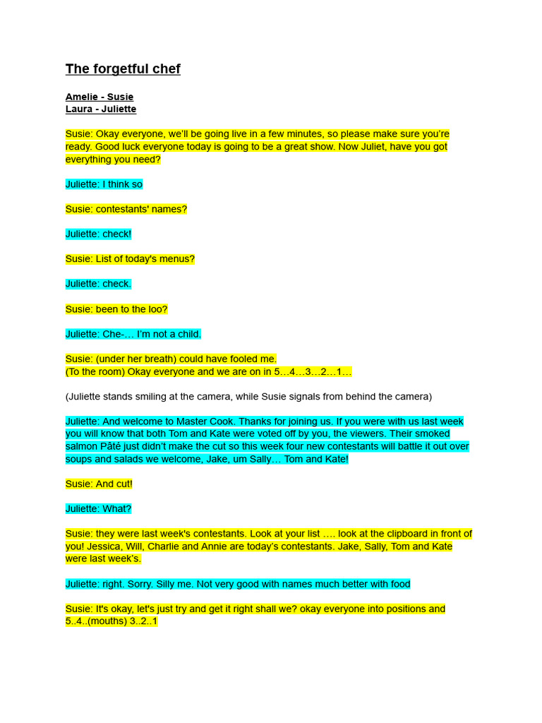 LAMDA SCRIPT 1 - The Forgetful Chef | PDF