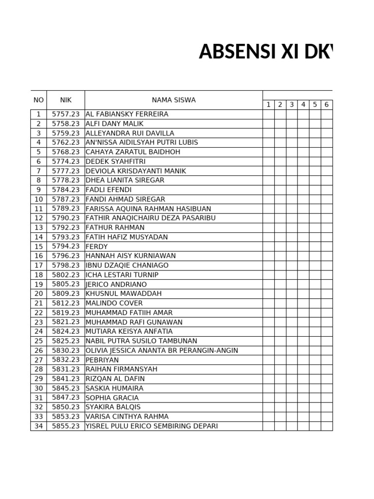 Absensi Xi DKV 1 (Ganjil) | PDF
