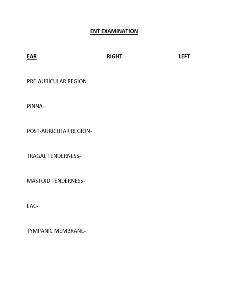 Comprehensive ENT Examination Protocol | PDF