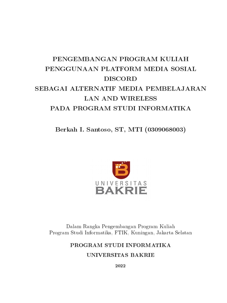 Pengembangan Program Kuliah MK LAN and Wireless TIF Genap 2021 2022 Berkah | PDF