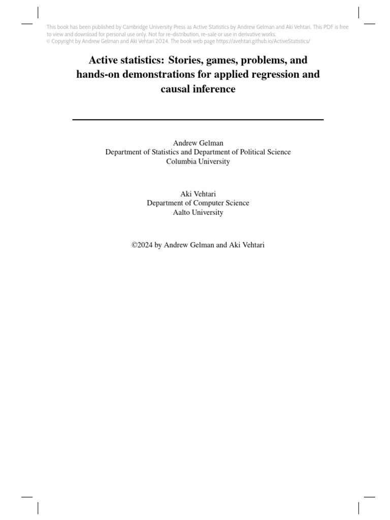 Active Statistics | PDF | Regression Analysis | Statistical Inference