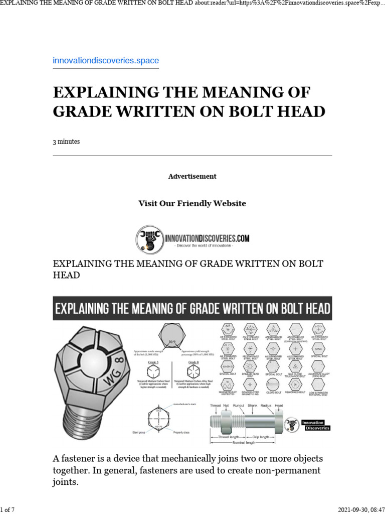 Understanding Bolt Grade Markings | PDF | Strength Of Materials ...