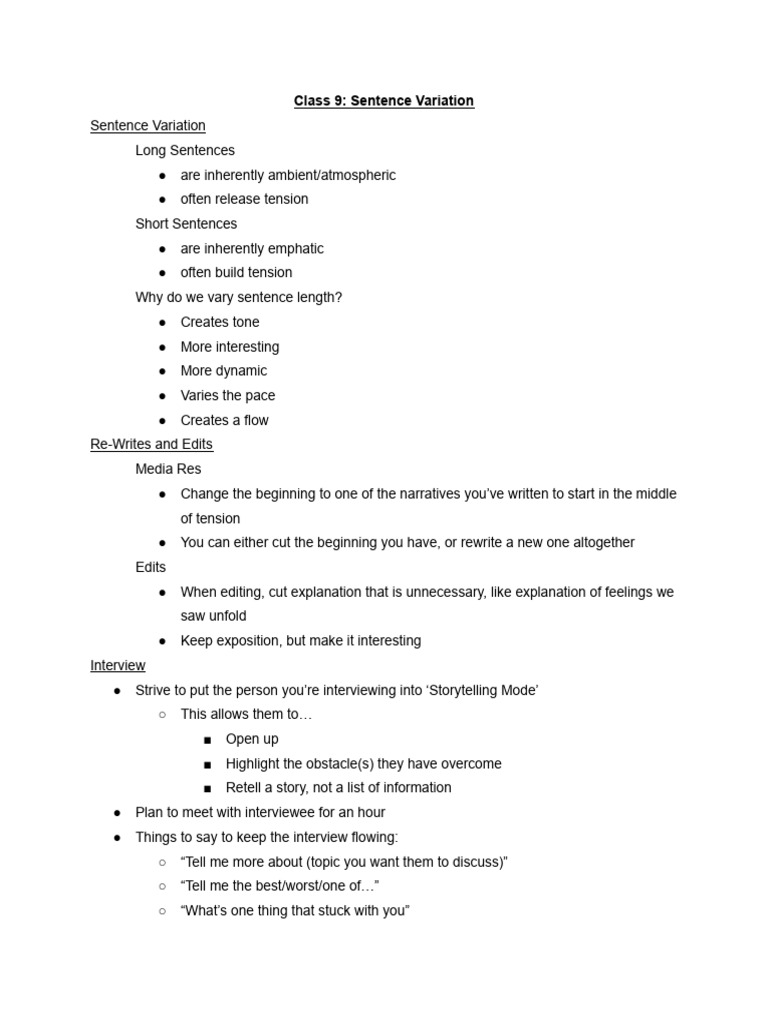 Mastering Sentence Variation Techniques | PDF