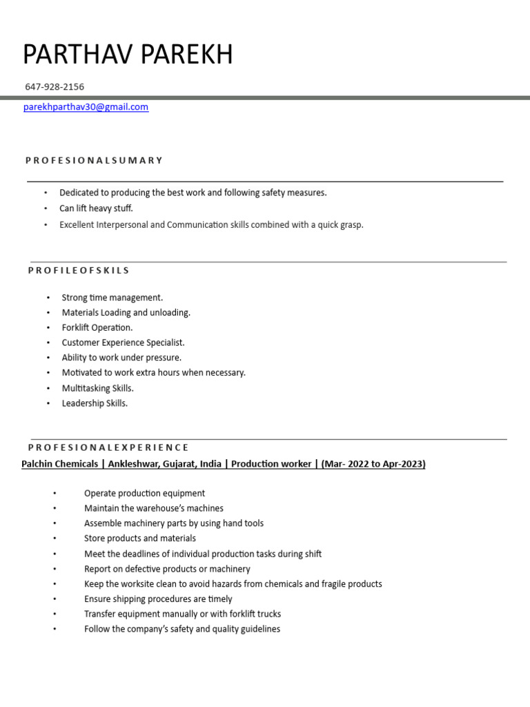 Parthavp Resume Prodution | PDF