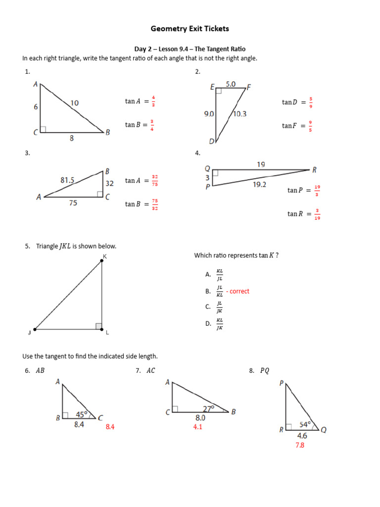 Geo T9 D3 Exit Ticket AK | PDF | Surveying | Angle