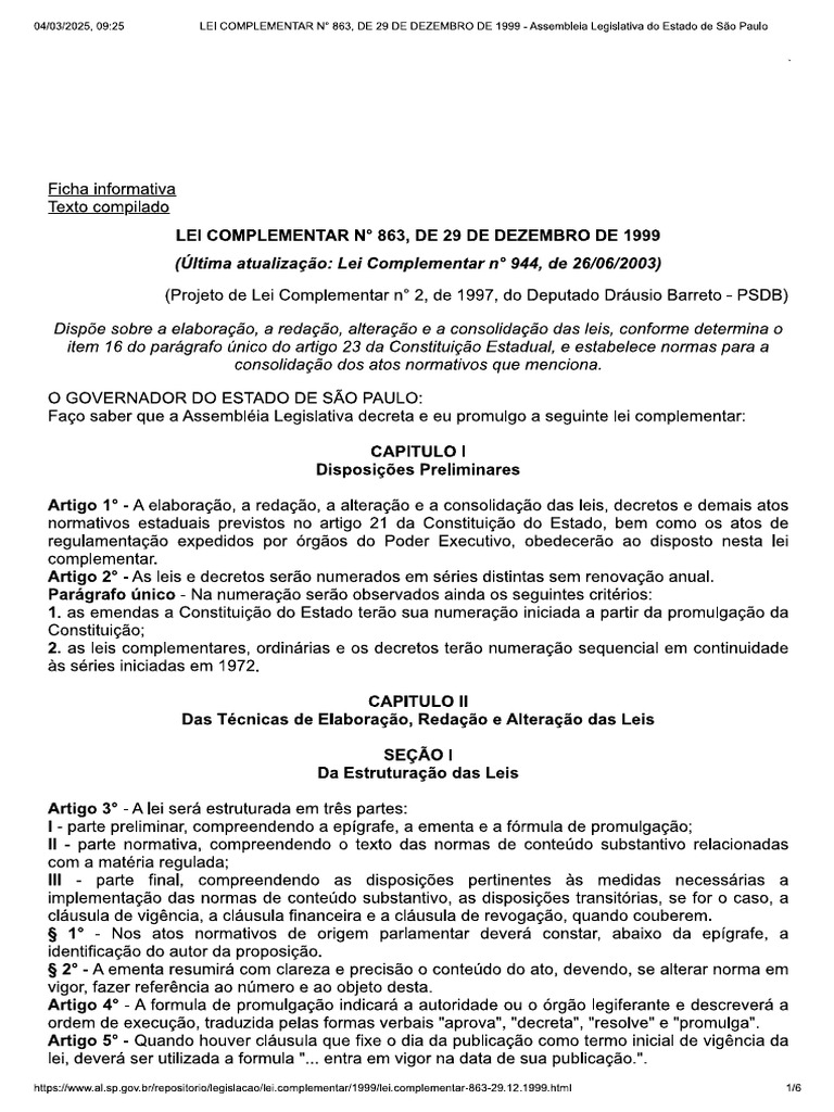 Lei Complementar 863 | PDF
