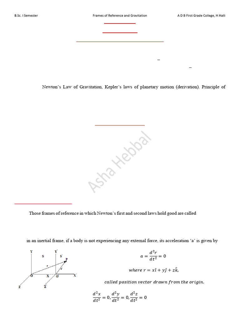 Frames of Reference and Gravitation Concepts | PDF | Force | Orbit