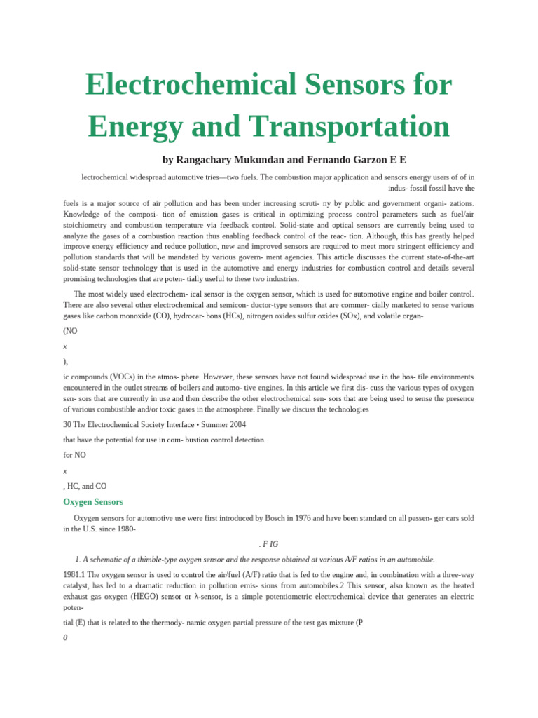 Advances in Electrochemical Sensors | PDF | Electrochemistry | Chemical ...