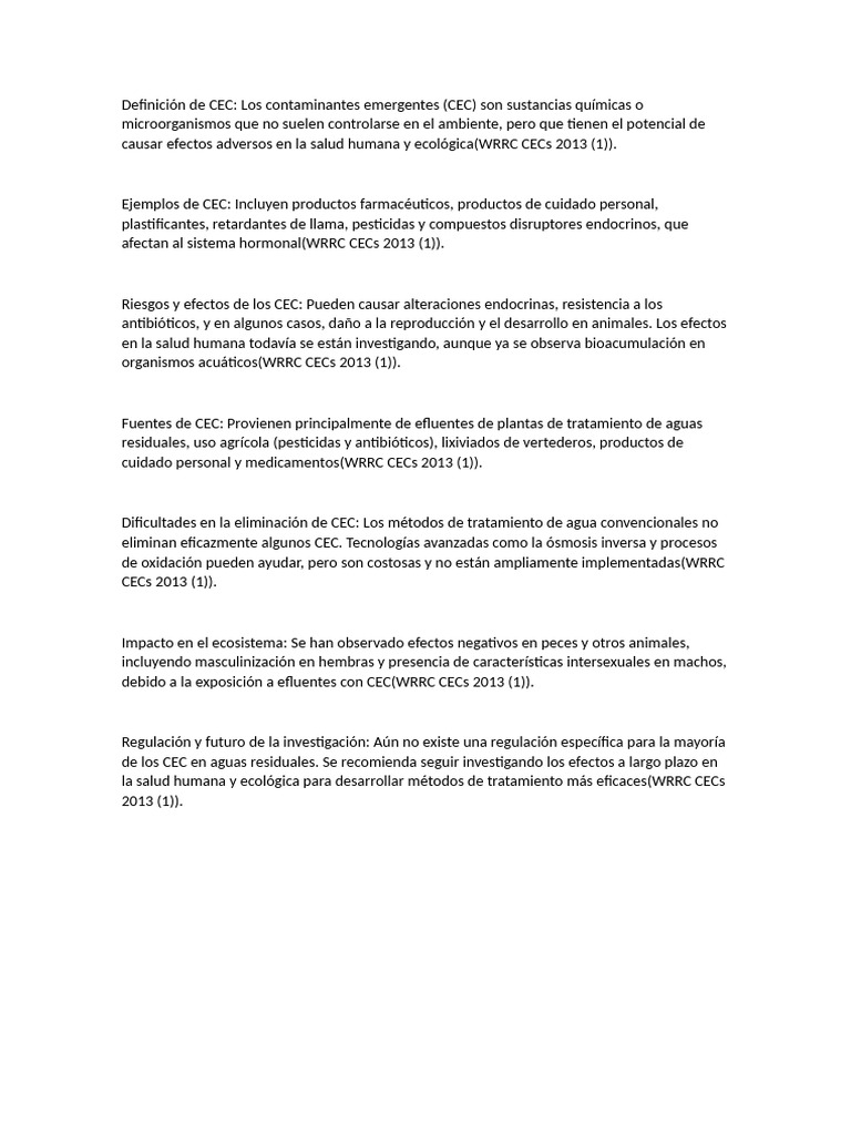 Contaminantes Emergentes: Riesgos y Fuentes | PDF